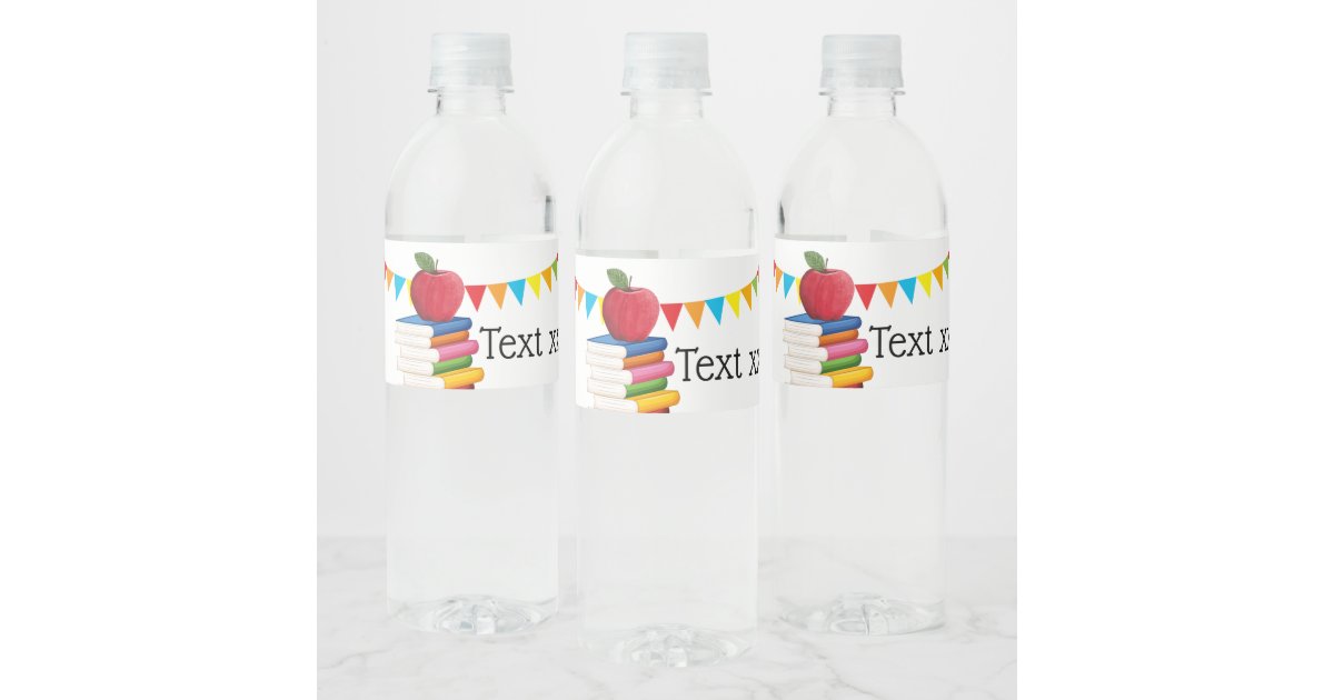 teacher retirement , Apple, teacher retiring Water Bottle Label | Zazzle