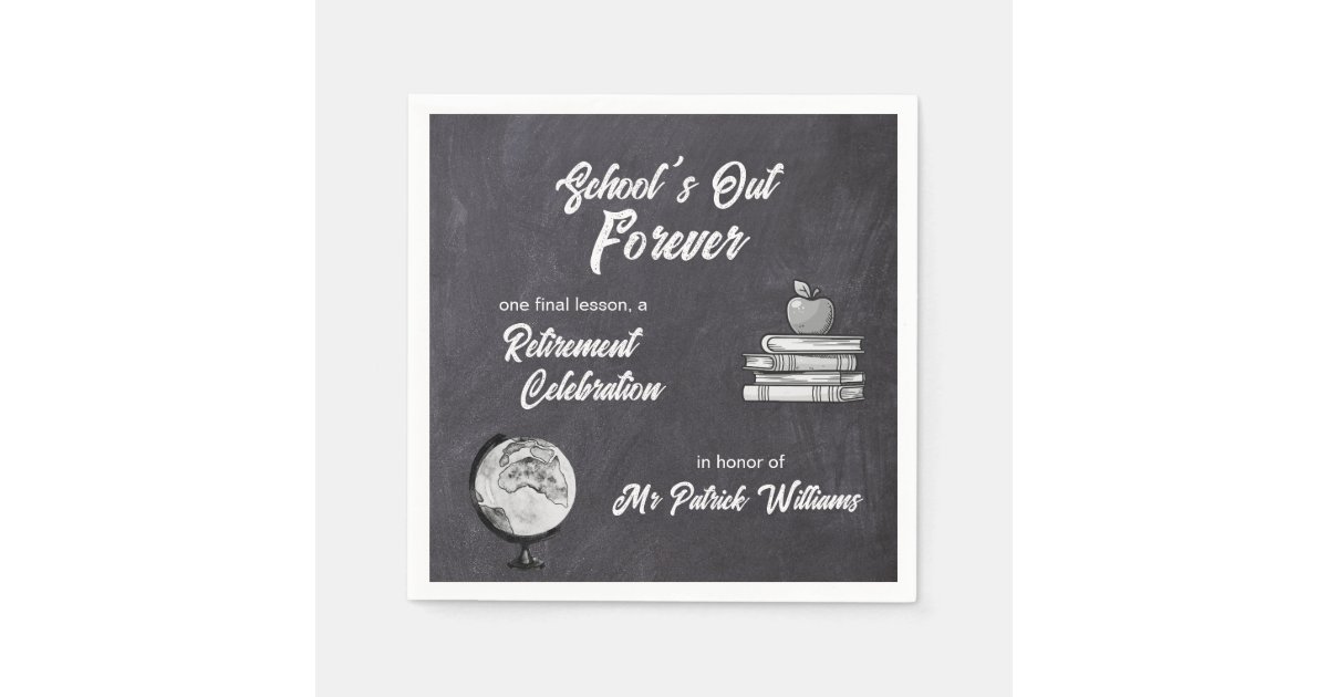 Teacher Retirement Chalk Blackboard Nostalgic Napkins | Zazzle