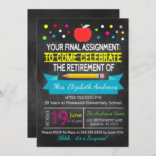 Teacher Retirement Chalkboard School's out Forever Invitation | Zazzle