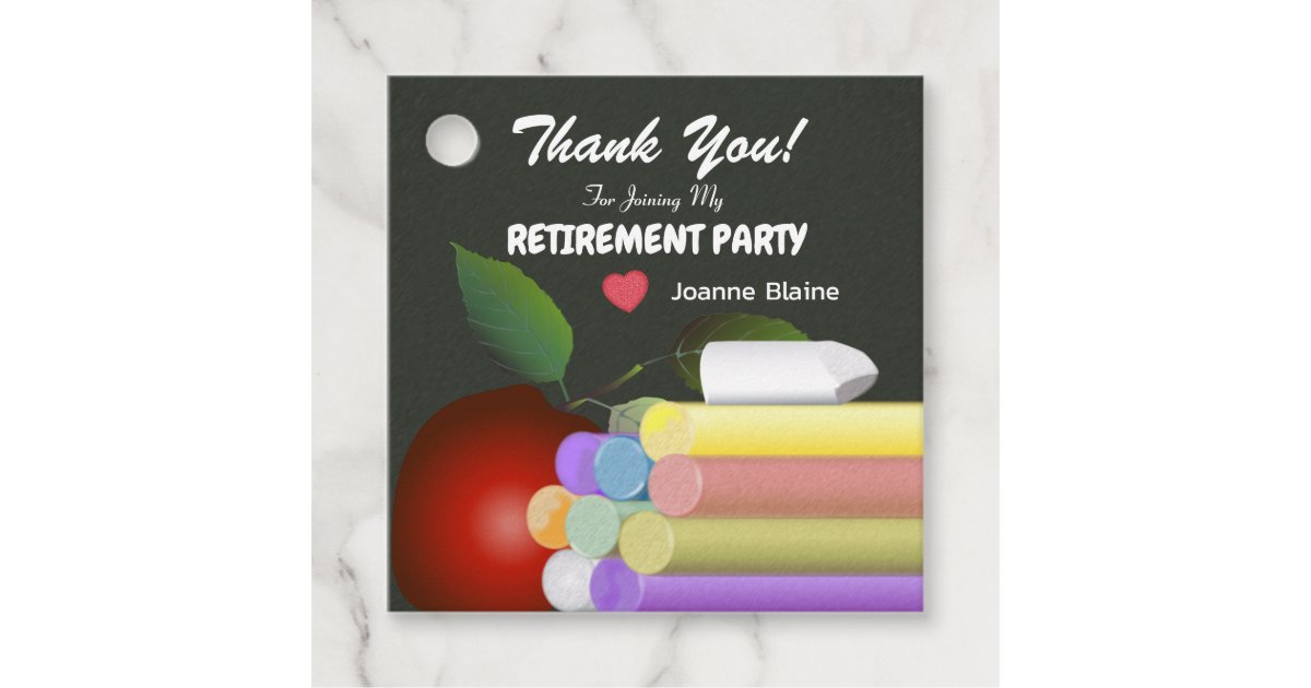 Teacher Retirement Party Thank You Favor Tags | Zazzle