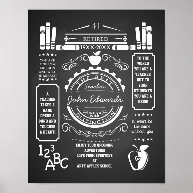teacher Retirement thank you leaving apple Poster | Zazzle