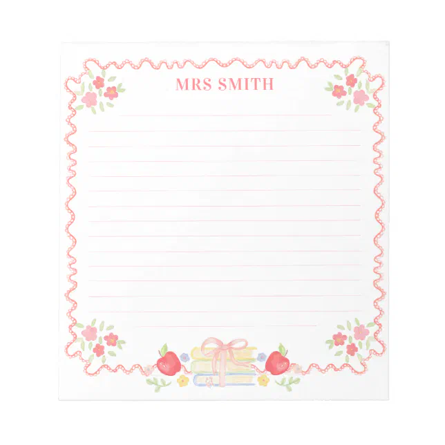 Teacher | School Crest | Monogram Notepad | Zazzle