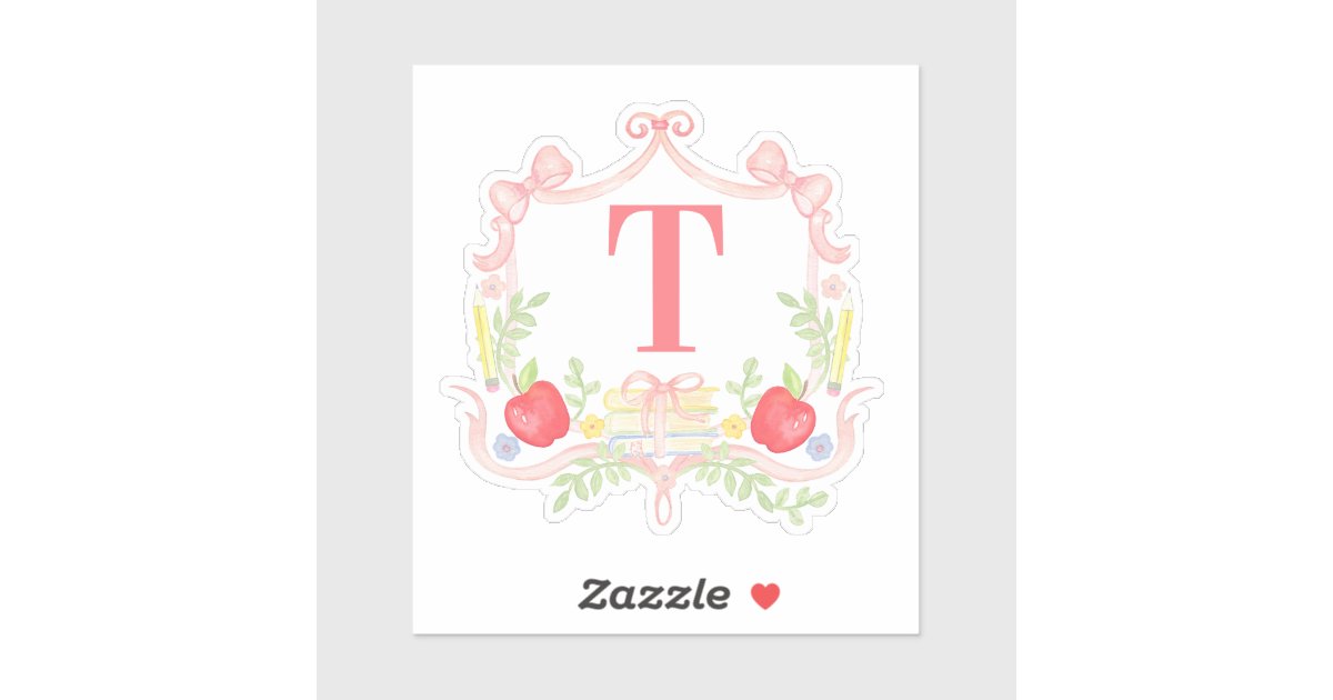 Teacher | School Crest Monogram Sticker | Zazzle