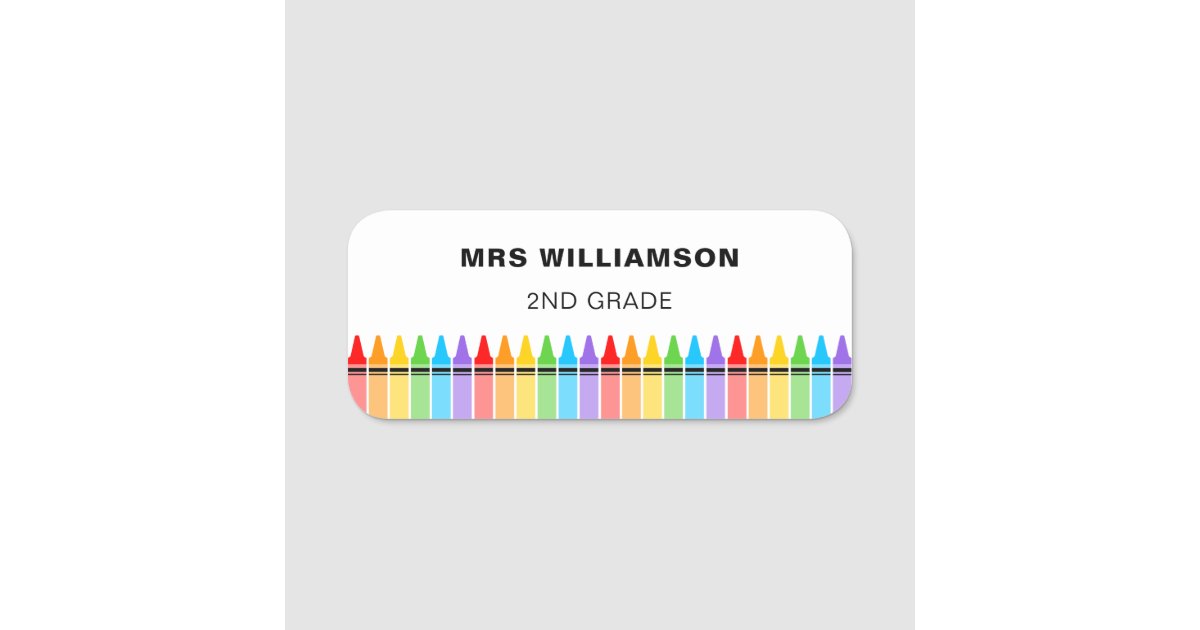 Teacher School Employee Staff Crayons Name Tag | Zazzle