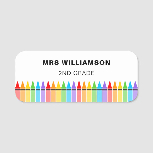 Teacher School Employee Staff Crayons Name Tag | Zazzle