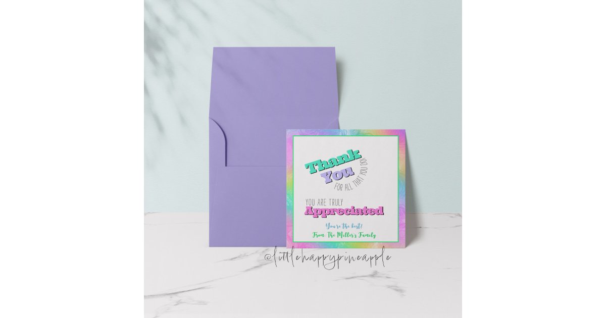 Teacher/Staff Appreciation Thank You Card | Zazzle