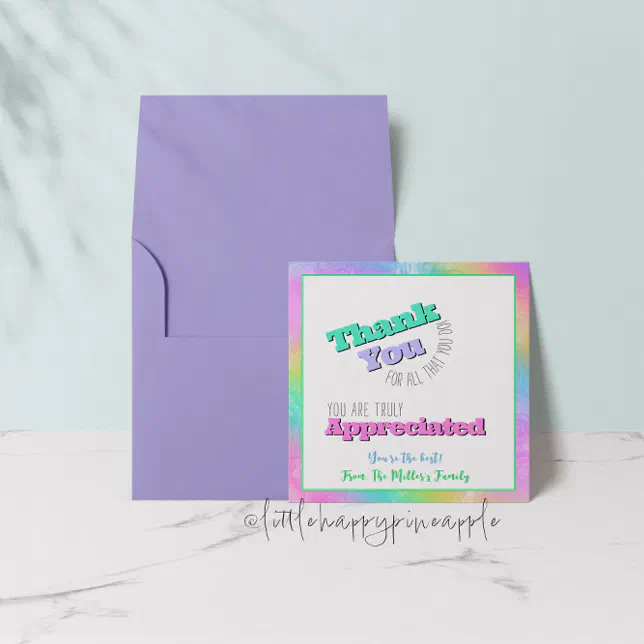 Teacher/Staff Appreciation Thank You Card | Zazzle