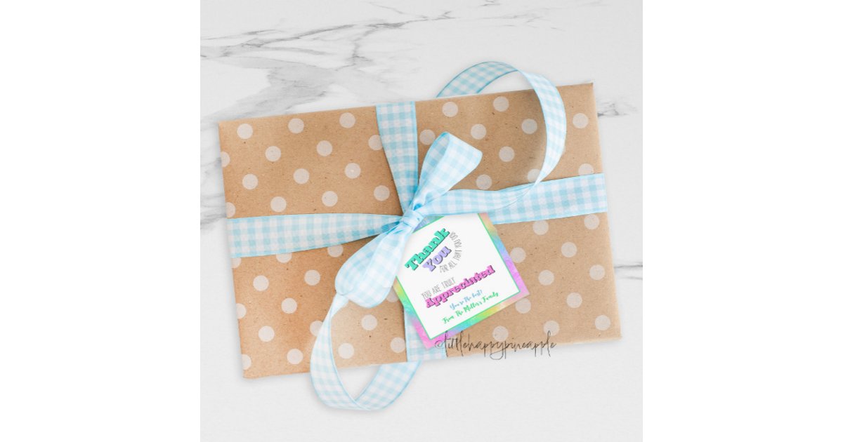 Teacher/Staff Appreciation Thank You Gift Tag | Zazzle