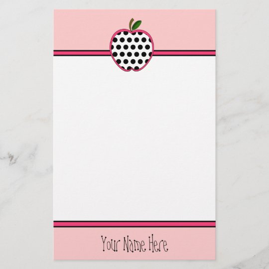Teacher Stationery - Polka Dot Apple | Zazzle.com