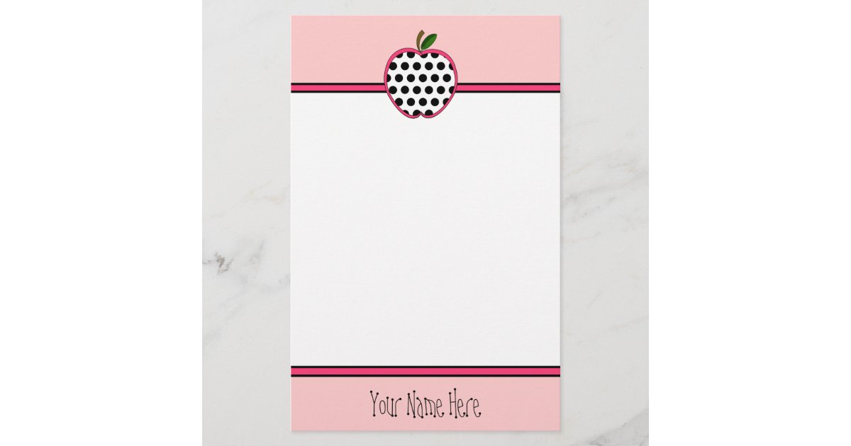 Teacher Stationery - Polka Dot Apple | Zazzle