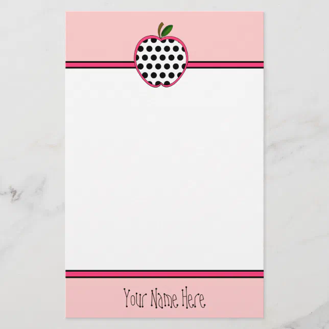 Teacher Stationery - Polka Dot Apple | Zazzle