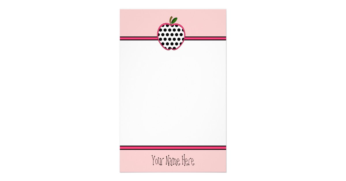 Teacher Stationery - Polka Dot Apple | Zazzle.com