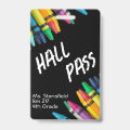 Teacher Student Crayon Class Bathroom Hall Pass Badge | Zazzle