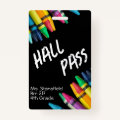 Teacher Student Crayon Class Bathroom Hall Pass Badge | Zazzle