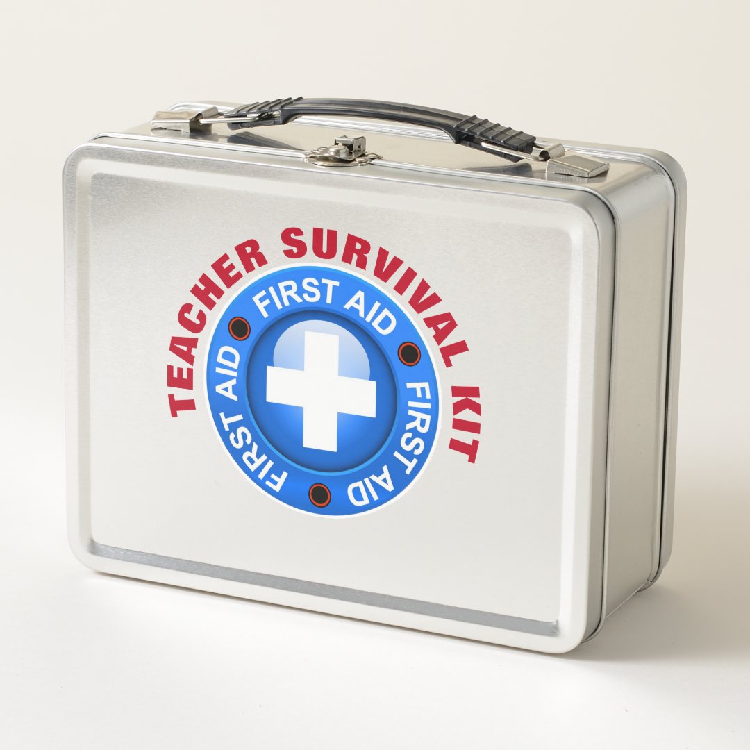 Teacher Survival Kit - Customize Back ... Metal Lunch Box | Zazzle