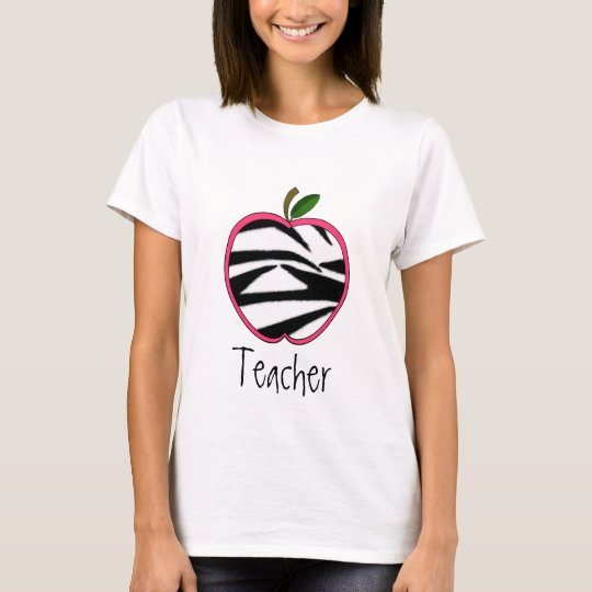 Teacher T Shirt - Zebra Print Apple | Zazzle.com