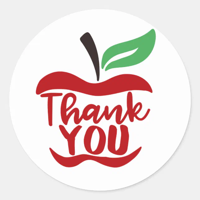 Teacher Thank you apple sticker | Zazzle