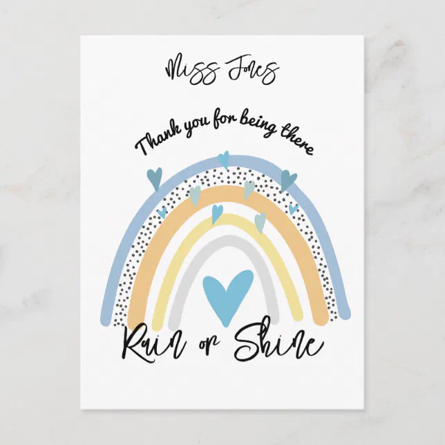 teacher thank you rainbow class gift retirement postcard | Zazzle