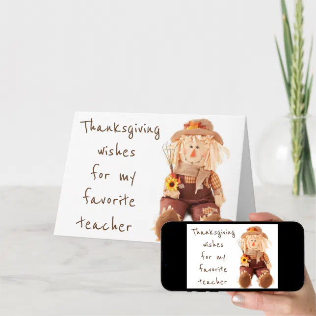 ***TEACHER*** THANKFUL FOR YOU-THANKSGIVING CARD | Zazzle