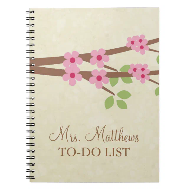 Teacher To Do List Notebook - Cherry Blossoms | Zazzle