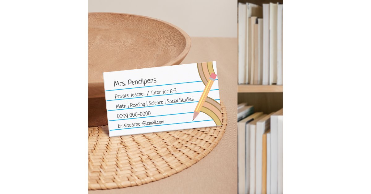 Teacher Tutor Neutral Boho Rainbow Flashcard Business Card | Zazzle