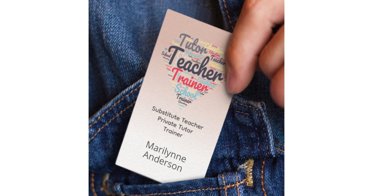 Teacher Tutor Pink Word Cloud Business Card | Zazzle