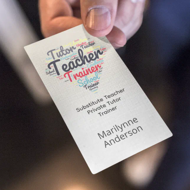 Teacher Tutor Trainer Word Cloud Business Card | Zazzle