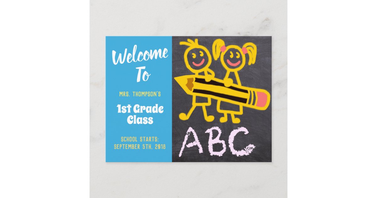 Teacher Welcome Back To School Chalkboard Letters Postcard | Zazzle