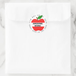 teacher well done red polka dot apple classic round sticker | Zazzle