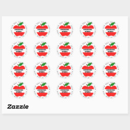 teacher well done red polka dot apple classic round sticker | Zazzle
