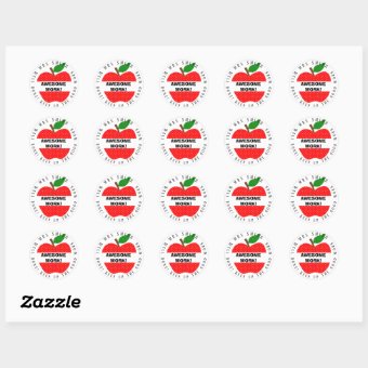 teacher well done red polka dot apple classic round sticker | Zazzle