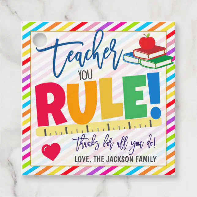 Teacher You Rule Gift Tags | Zazzle