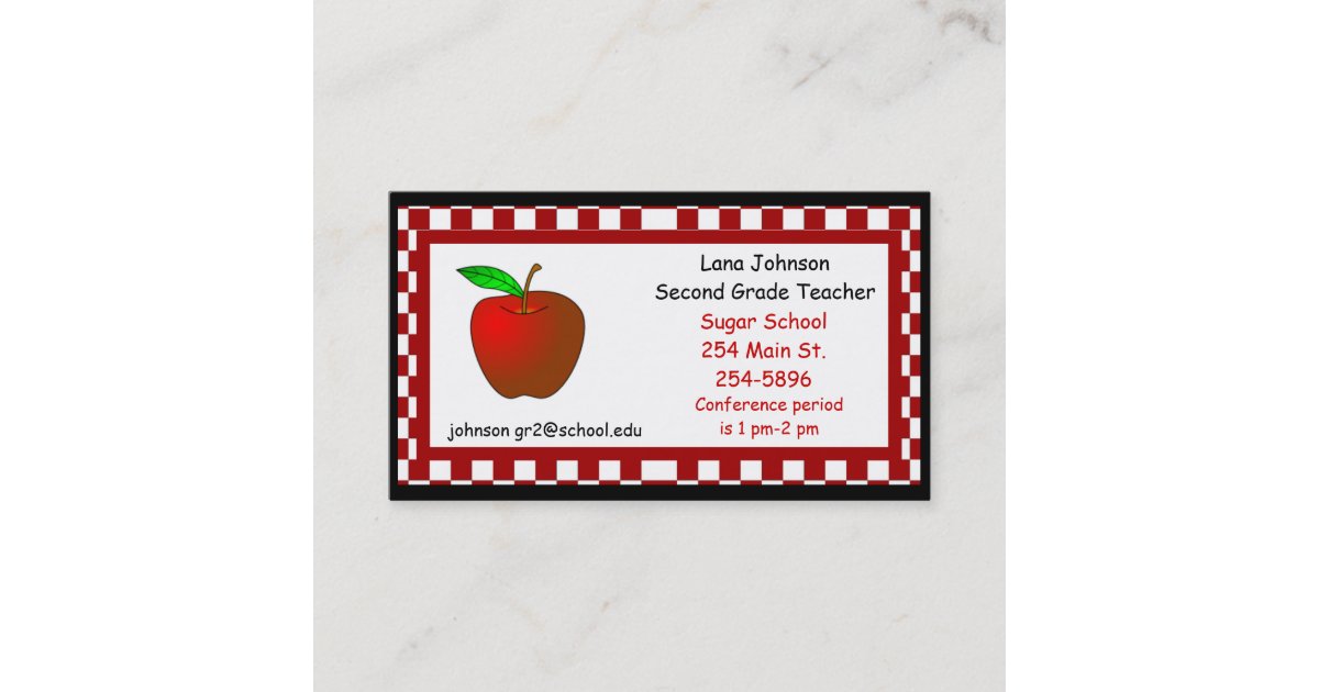 Teachers Apple Business Card | Zazzle