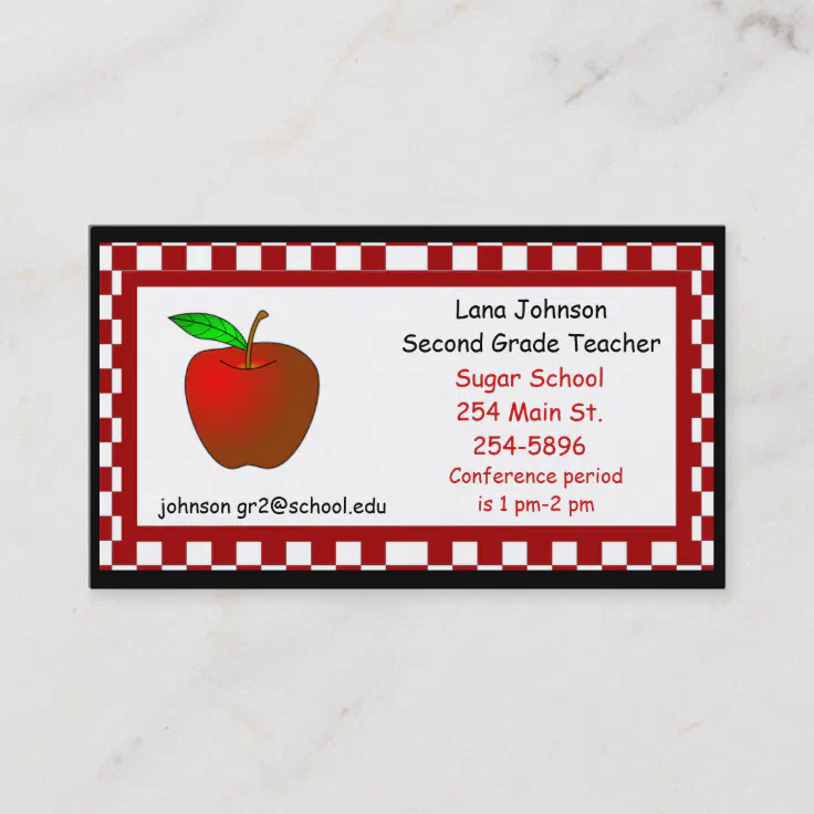 Teachers Apple Business Card | Zazzle