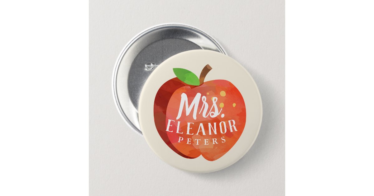 Teacher's Apple Custom Button | Zazzle