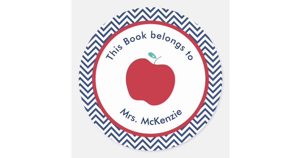 Teacher's Apple Personalized Bookplate Stickers | Zazzle
