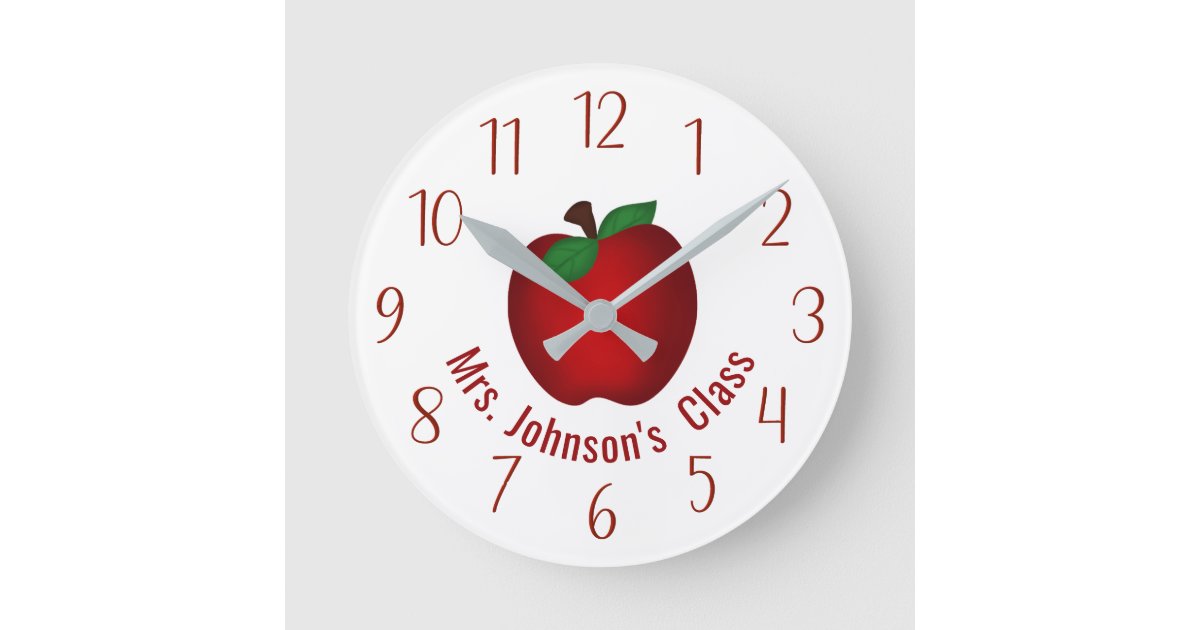 Teachers Apple Personalized Round Clock | Zazzle