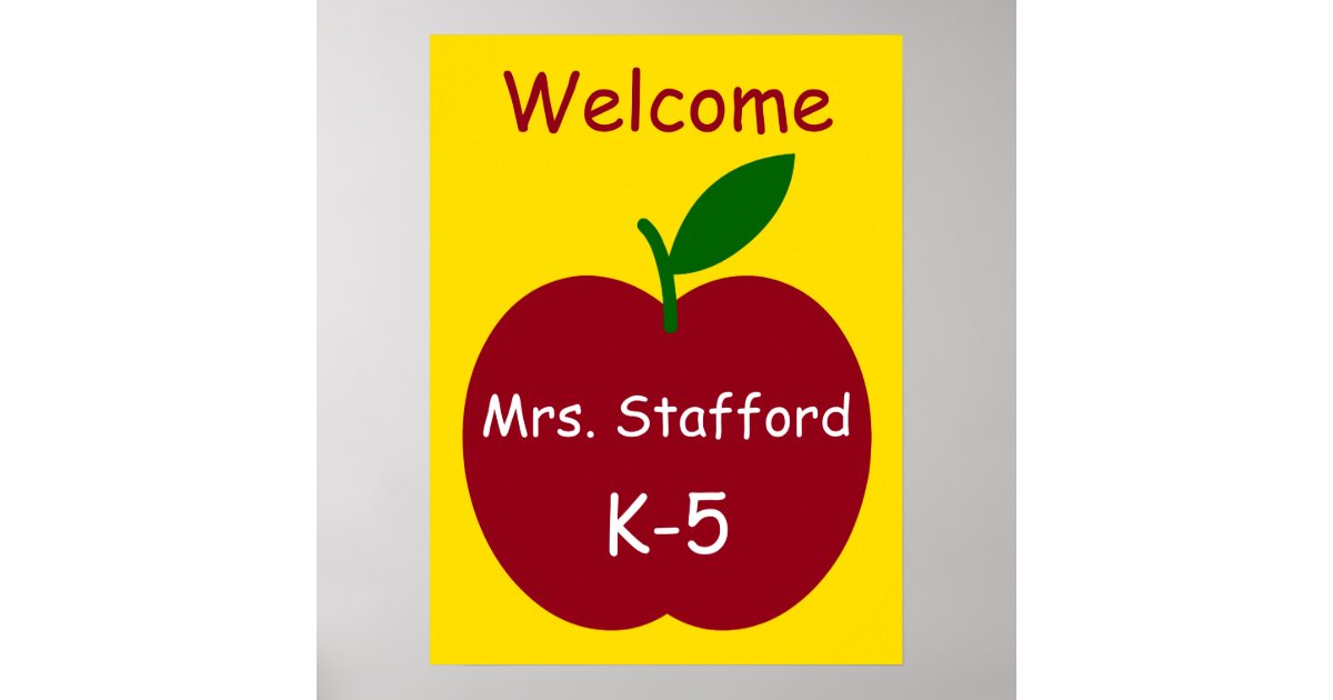 Teacher's Apple Personalized Welcome Poster | Zazzle