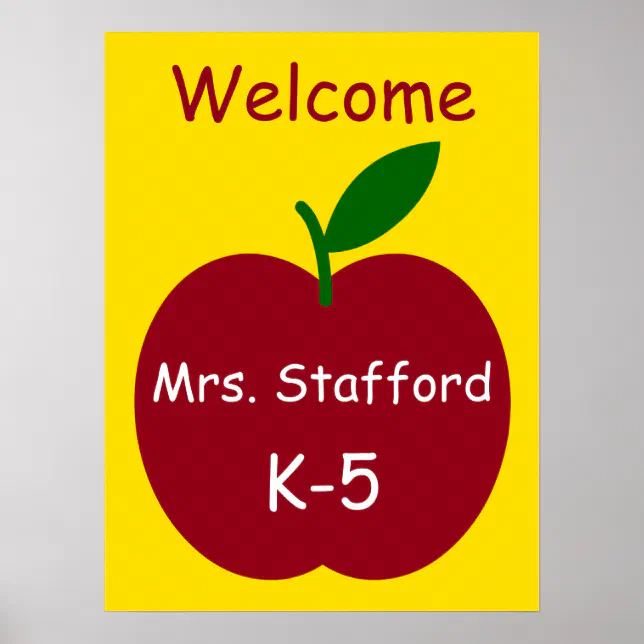 Teacher's Apple Personalized Welcome Poster | Zazzle