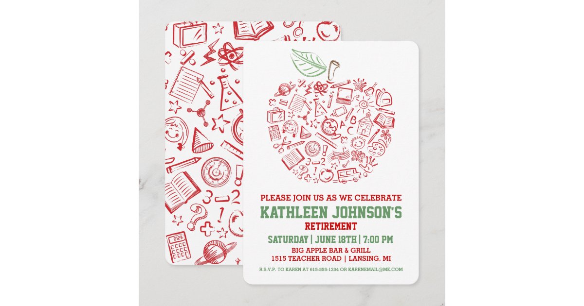 Teachers Apple Retirement Party Invitation | Zazzle