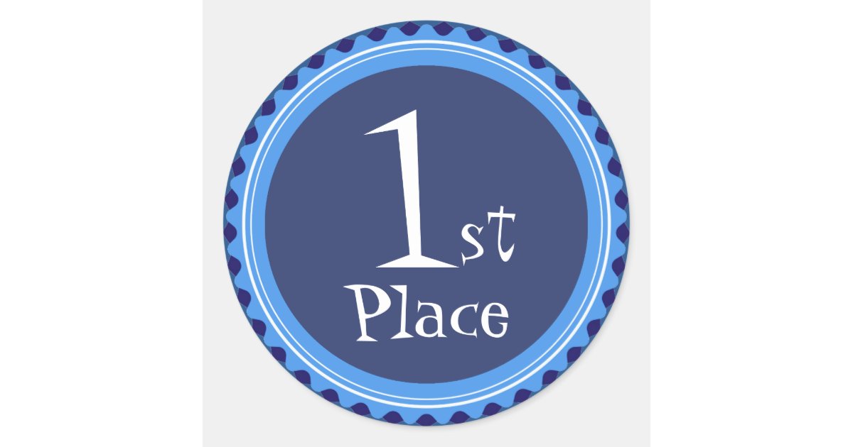 Teacher's Blue First Place Award Stickers | Zazzle