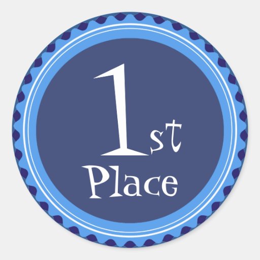 Teacher's Blue First Place Award Stickers | Zazzle