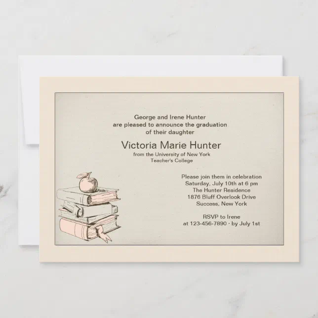 Teacher's Books Graduation Invitation | Zazzle