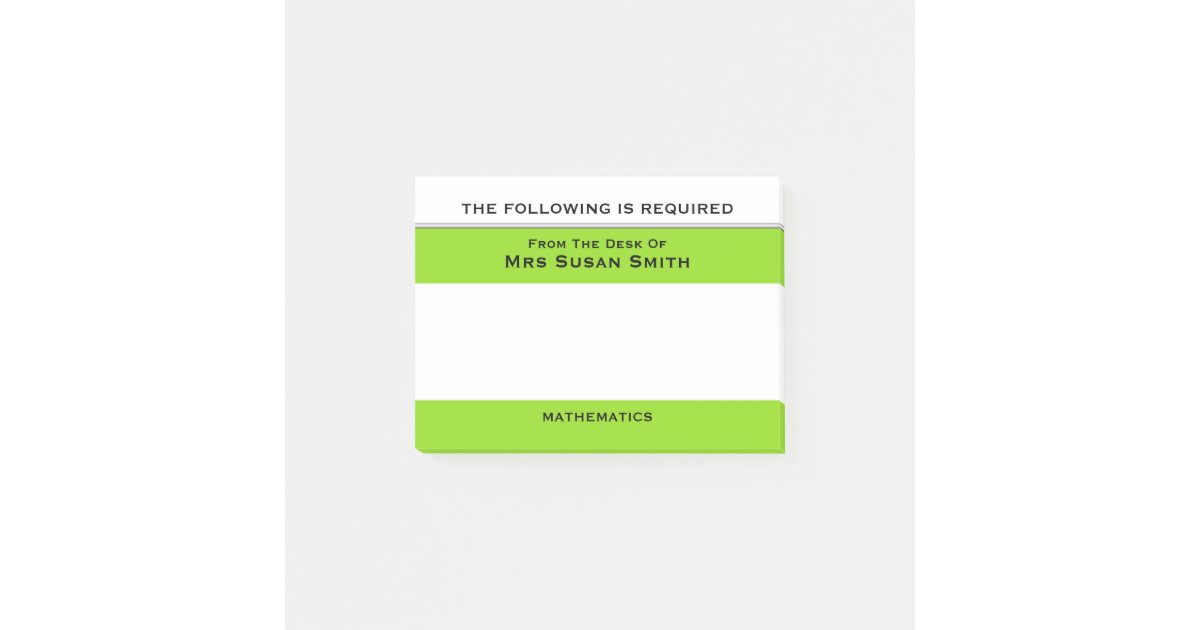 Teachers class notes Green | Personalize | Zazzle
