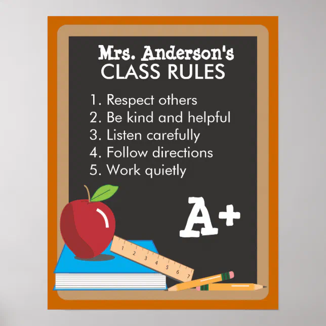 Teacher's Class Rules Blackboard Poster | Zazzle