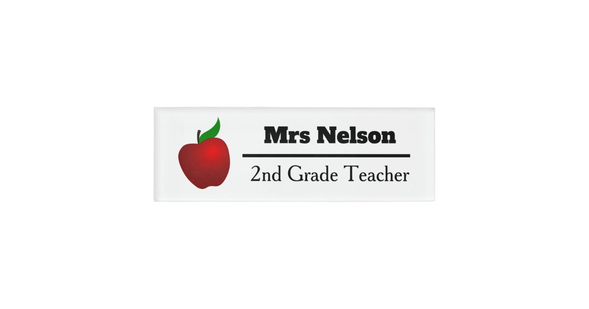 Teacher's Cute Apple Personalized Name Tag | Zazzle