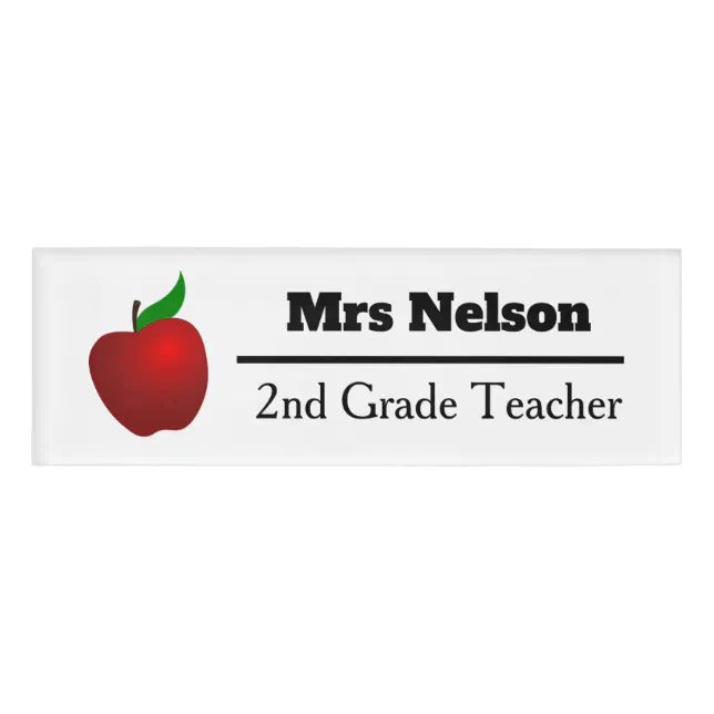Teacher's Cute Apple Personalized Name Tag | Zazzle