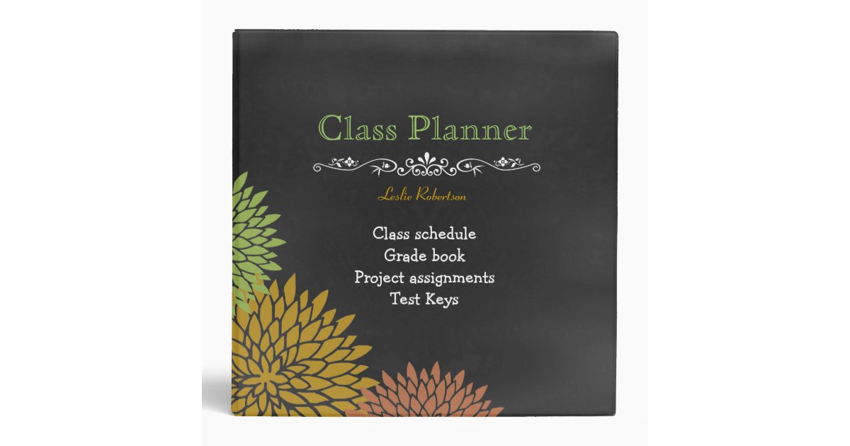 Teacher's Floral Chalkboard Custom Binder | Zazzle