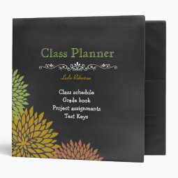 Teacher's Floral Chalkboard Custom Binder | Zazzle