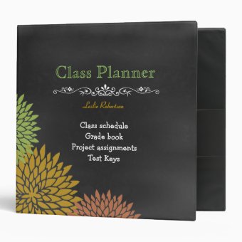 Teacher's Floral Chalkboard Custom Binder | Zazzle